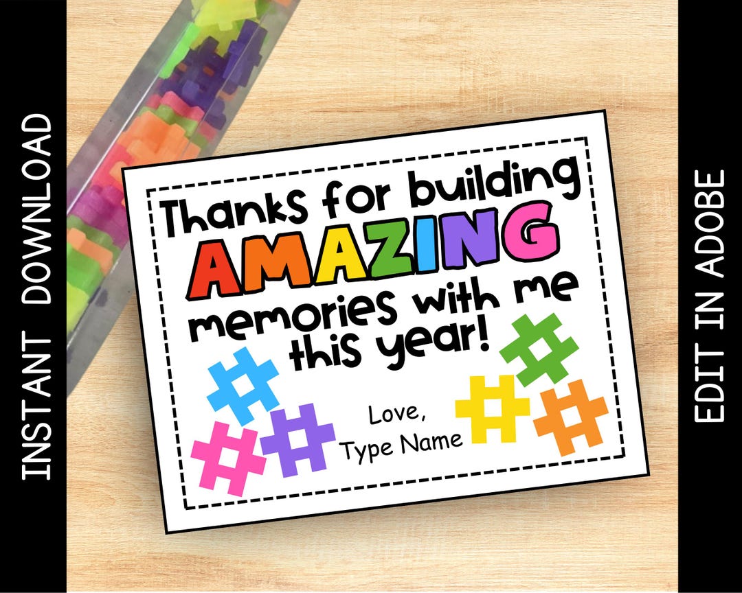 Printable Last Day of School Blocks Gift Tag, End of School Year ...