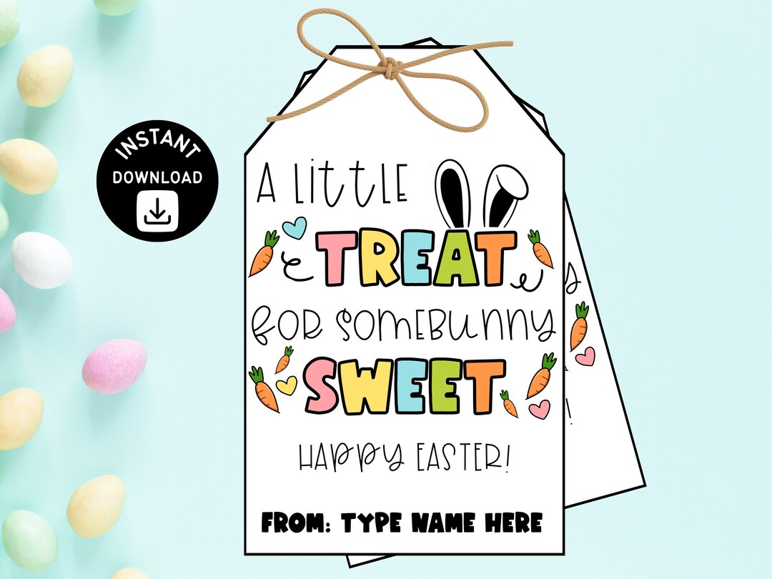 Printable Easter Bunny Treat Gift Tag Treat for Somebunny - Etsy