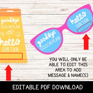 Printable End of the School Year Teacher Gift Tag, Summer Sunglasses ...