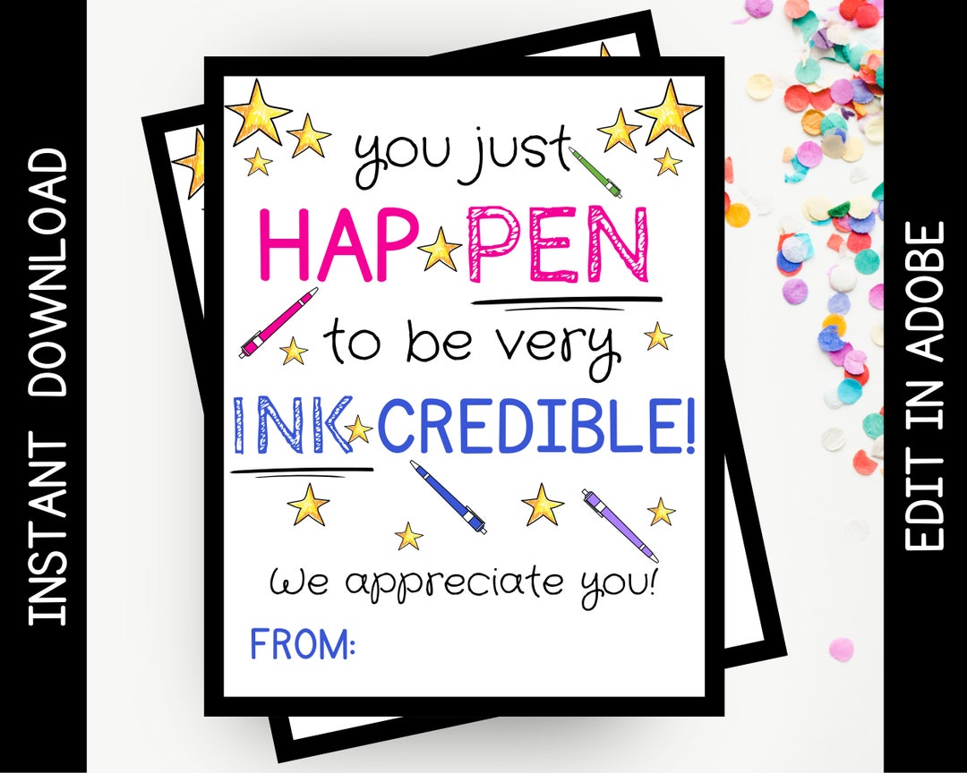 Printable Employee Teacher Appreciation Gift Tag, Hap-pen to Be Very ...