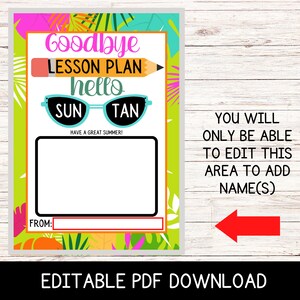 Printable End of the School Year Gift Card Holder for Teacher, Goodbye ...
