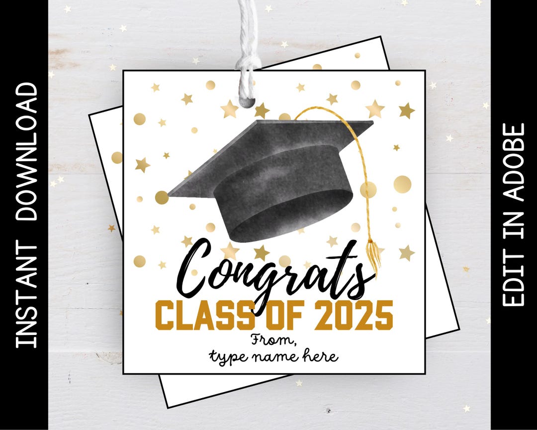 Class of 2025 Graduation Gift Tags, Editable PDF (instant Download) - Etsy