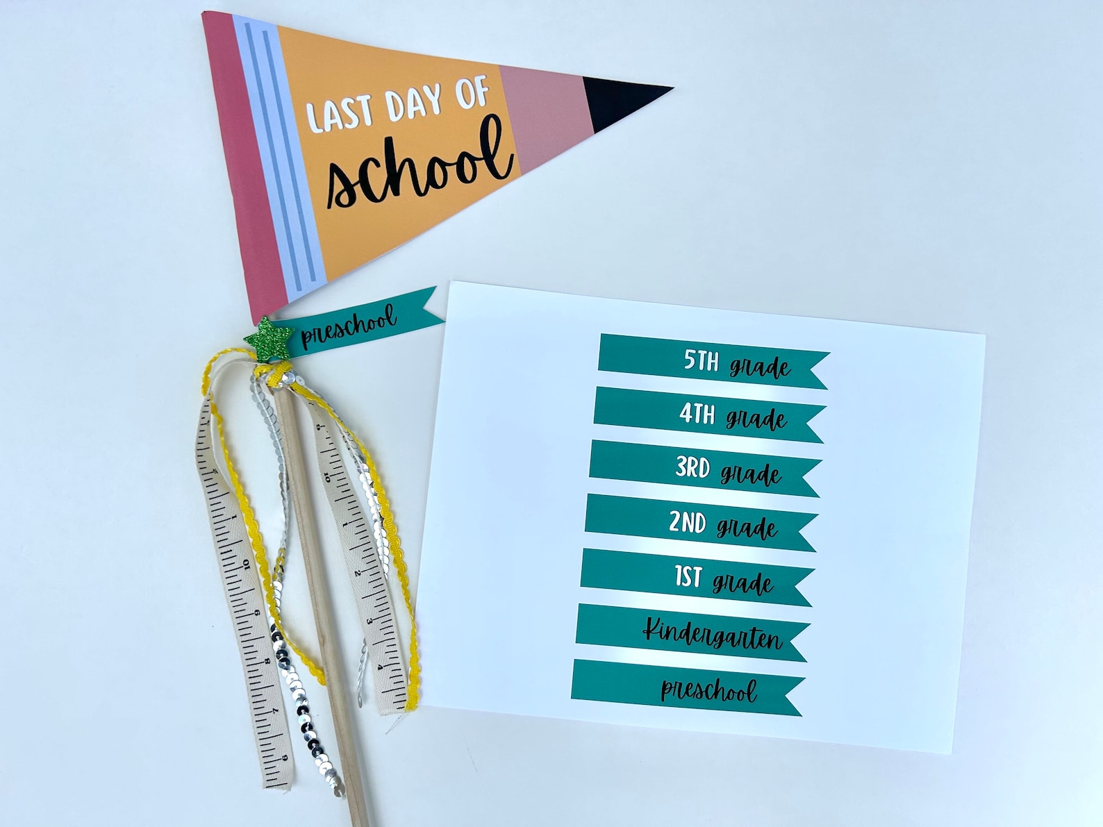 Last Day of School Pencil Pennant Flags (printable Digital Download) - Etsy