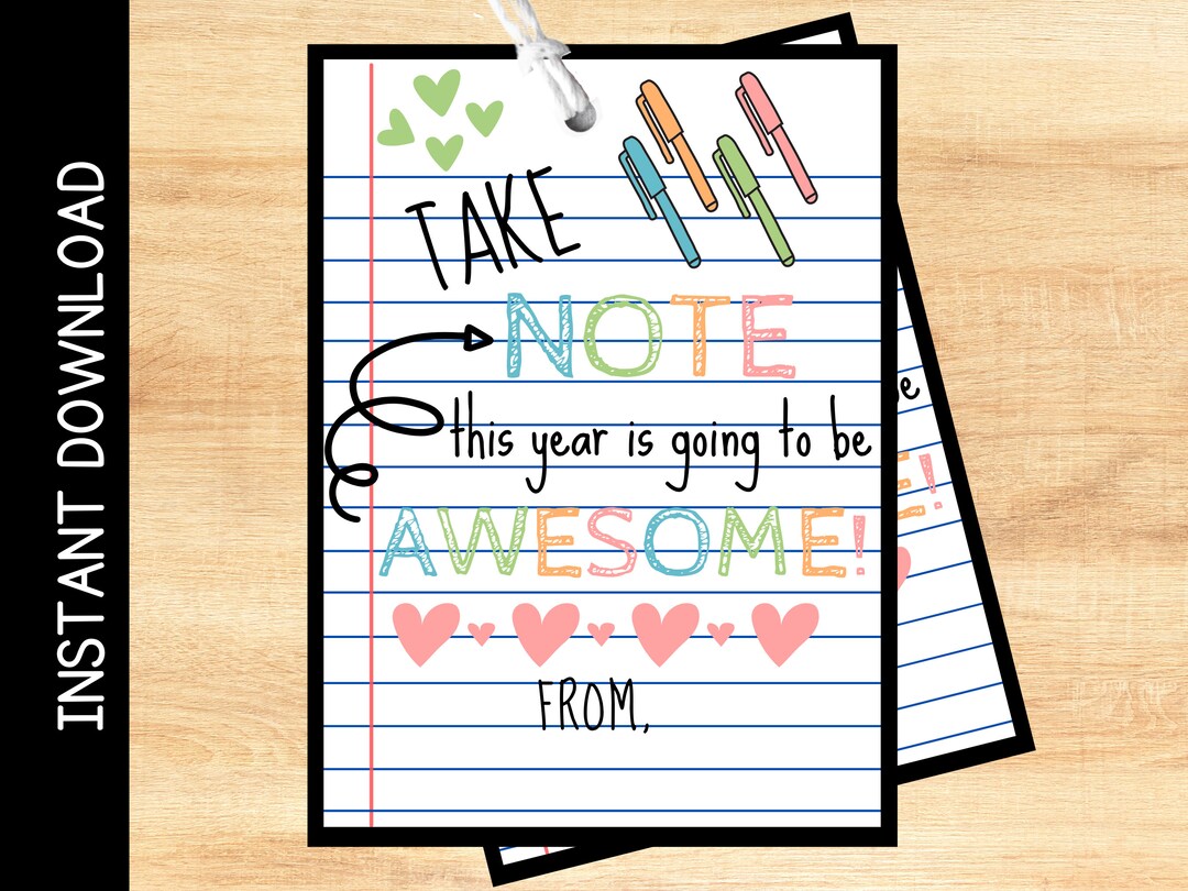 Printable Notebook Gift Tag for Student or Teacher Gift, Back to School ...