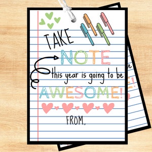 Printable Notebook Gift Tag for Student or Teacher Gift, Back to School ...