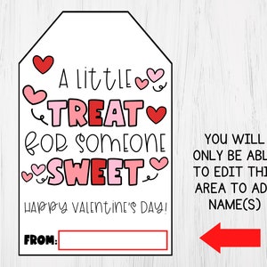 Printable Valentine's Day Treat Gift Tags, Treat for Someone Sweet ...