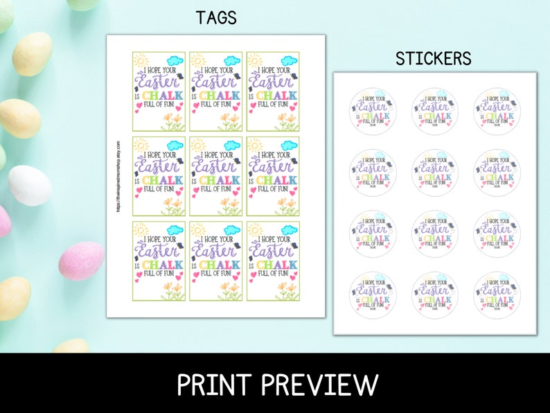 Printable Chalk Gift Tag for Easter Chalk Full of Fun Easter - Etsy