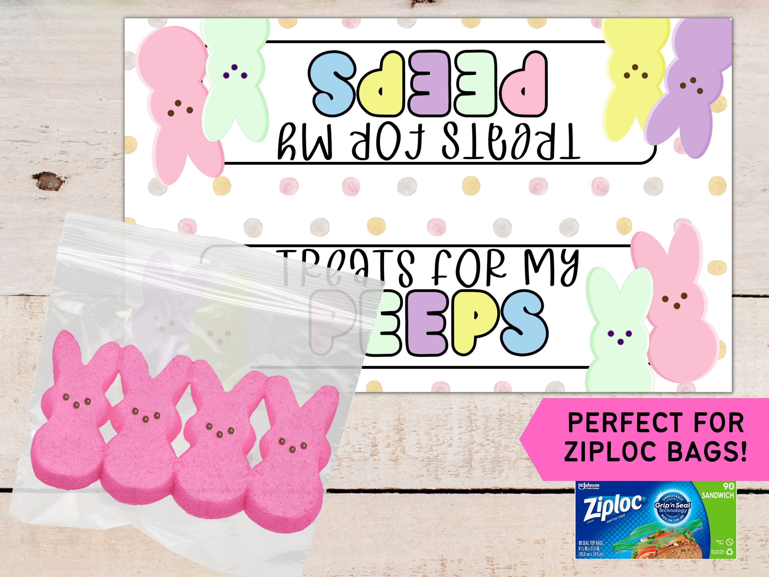 Printable Peep Treat Bag Tag for Easter Treats for My Peeps - Etsy