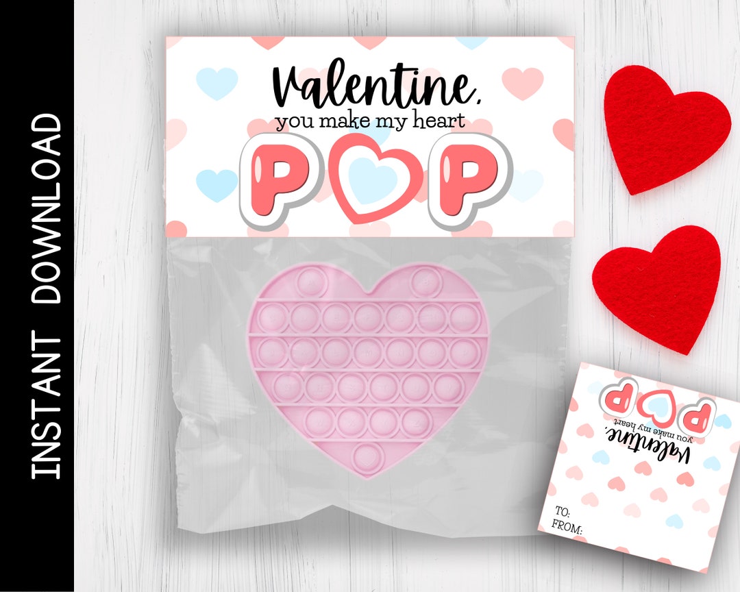 Pop It Valentine's Day Bag Topper, Printable Valentines for Kids, You ...