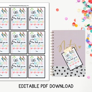 Printable Employee Teacher Appreciation Gift Tag Take Note - Etsy