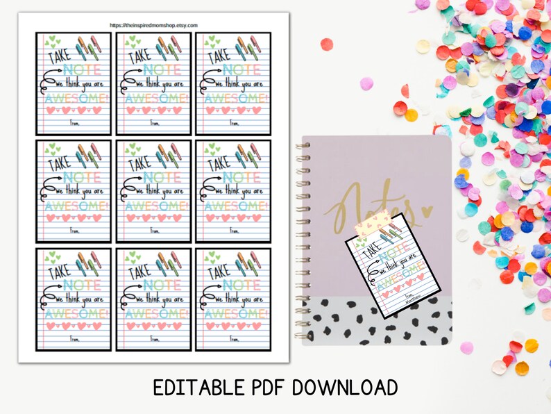 Printable Employee Teacher Appreciation Gift Tag Take Note - Etsy