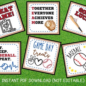 Printable Baseball Treat Tags: Game Day Team Snacks (PDF Download) - Etsy
