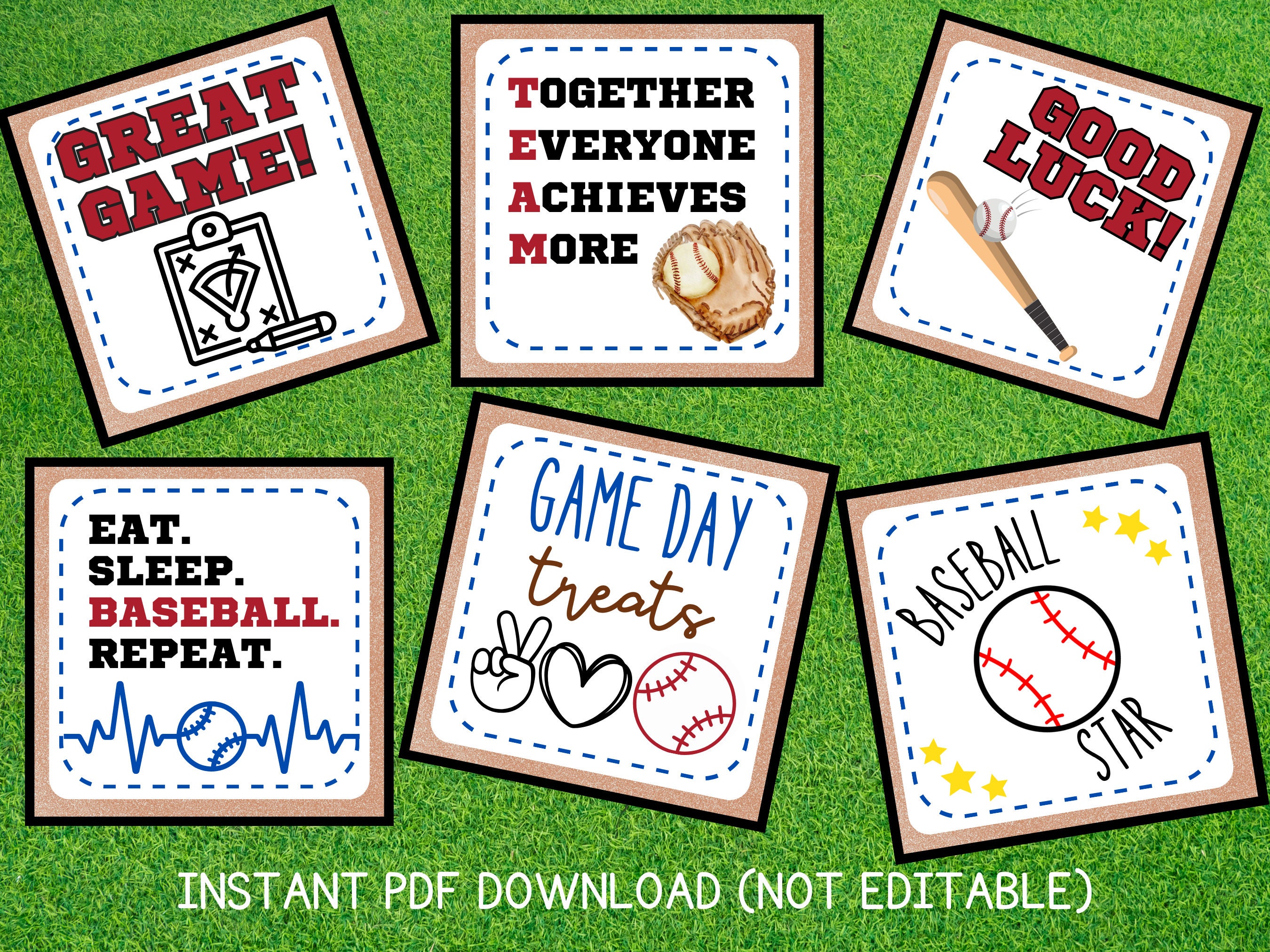 Printable Baseball Treat Tags: Game Day Team Snacks (PDF Download) - Etsy
