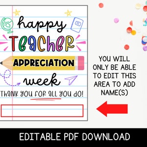 Teacher Appreciation Week Gift Tag, Printable Gift Tag for Teachers ...