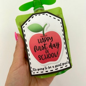 Printable Back to School Apple Gift Tag, First Day of School, Back to ...