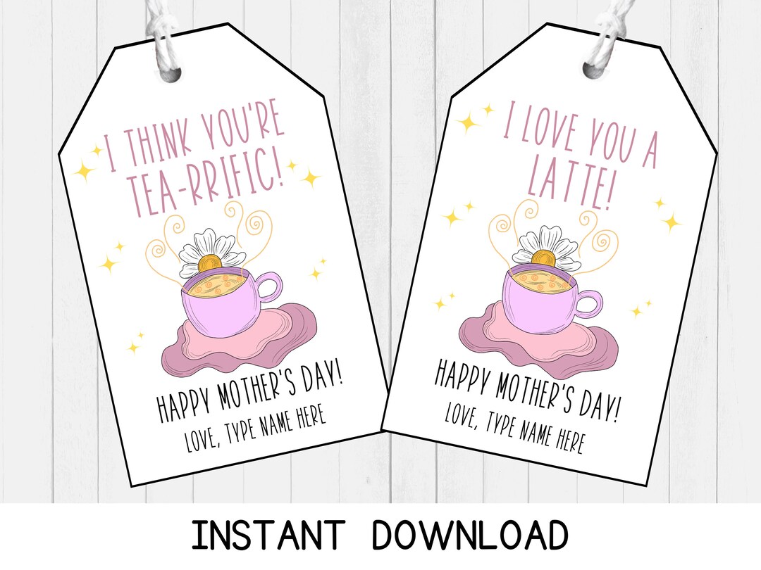 Mother's Day Tea & Coffee Gift Tags, Printable (instant Download) - Etsy