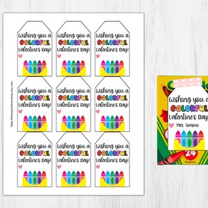 Printable Crayon Valentine's Day Tags, Have a Colorful Valentine's Day ...