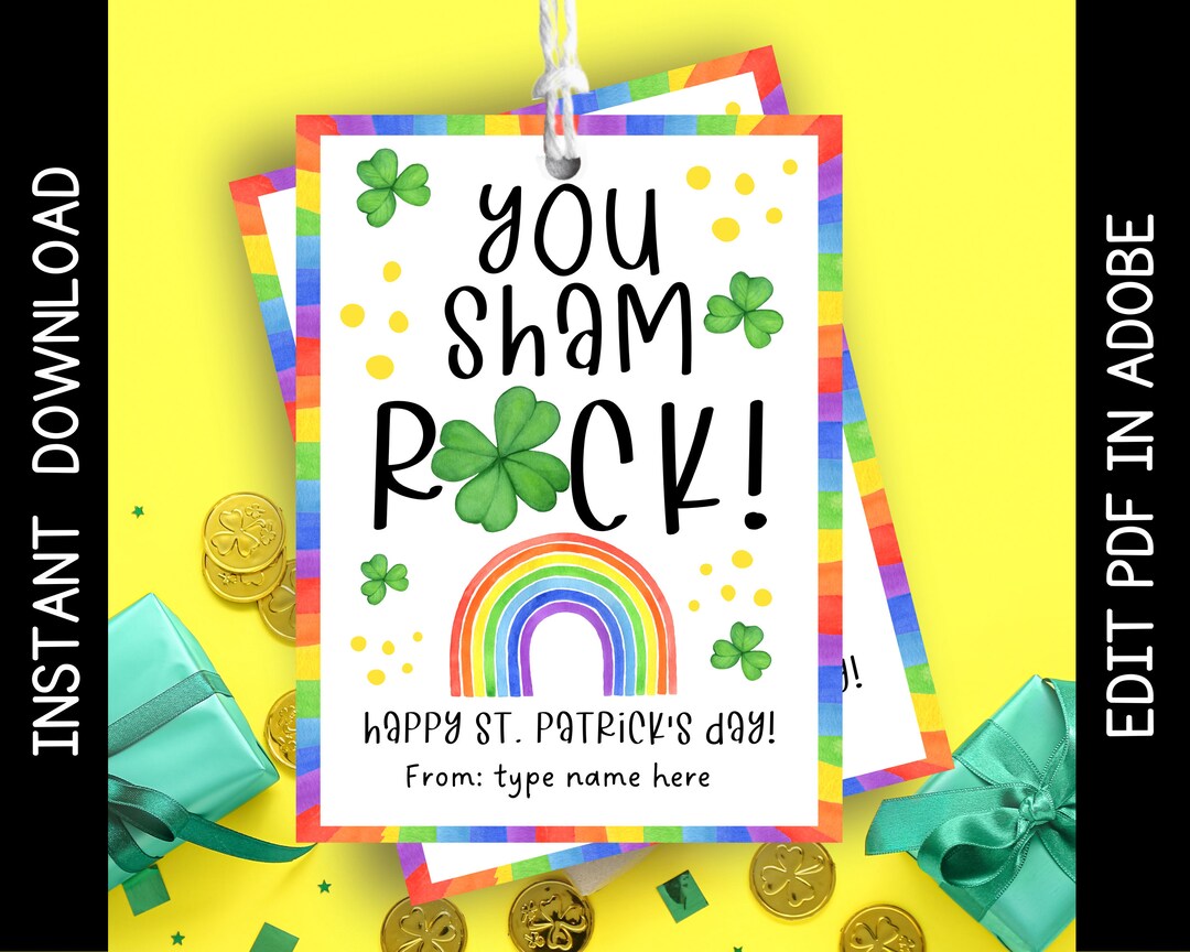 St. Patrick's Day Gift Tag: Editable Shamrock Printable (digital ...