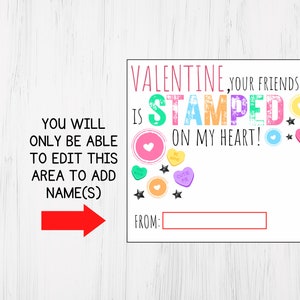 Printable Ink Stamper Valentine, Friendship Stamped on My Heart ...