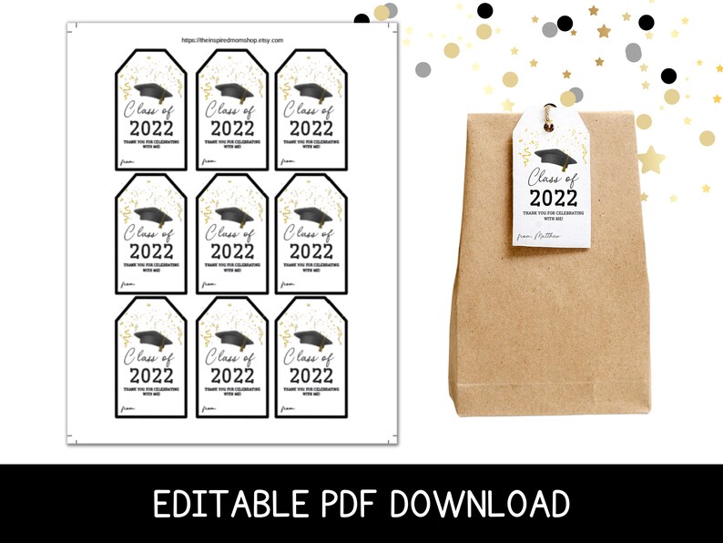 Printable Graduation Gift Tags High School College - Etsy