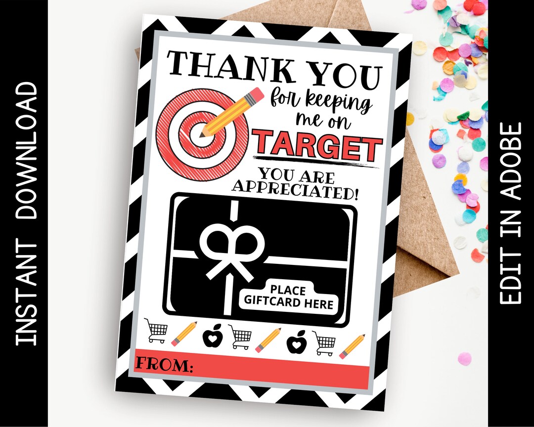 Printable Target Gift Card Holder for Teacher, Teacher Appreciation ...