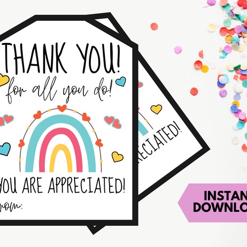 Thank You Gift Tags Printable Teacher Appreciation Nurse - Etsy