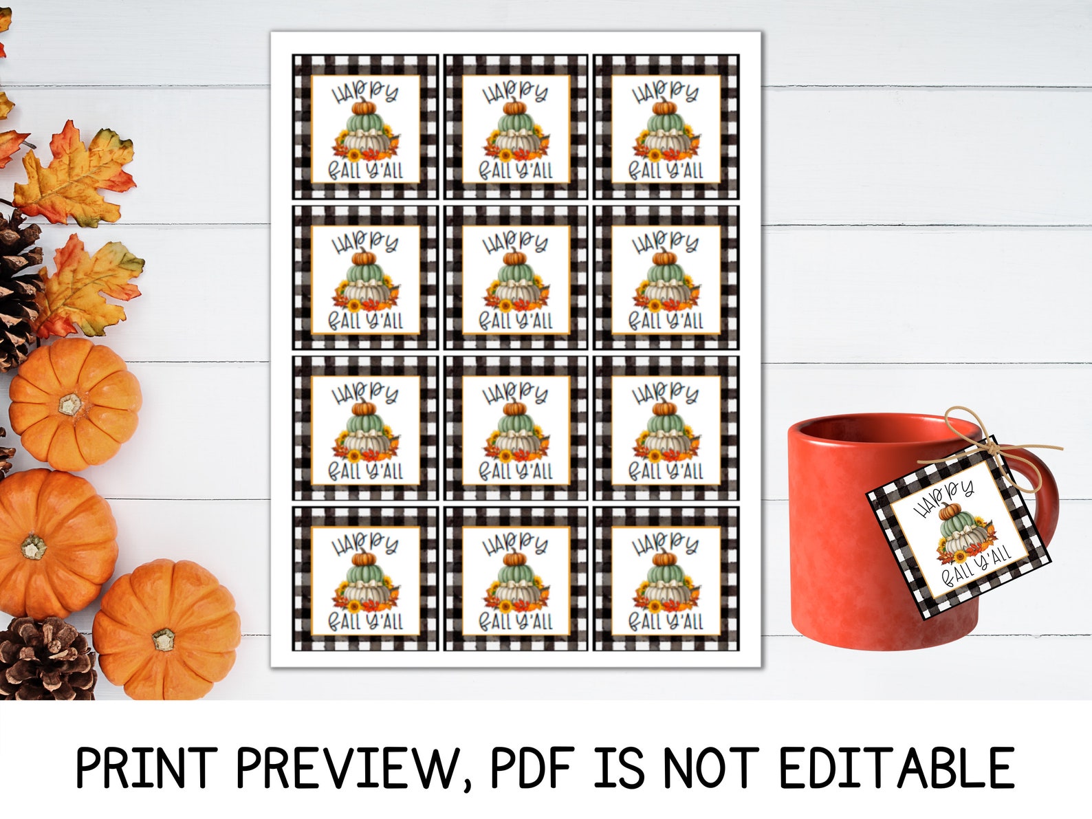 Happy Fall Gift Tag Happy Fall Y'all Printable Fall Gift - Etsy