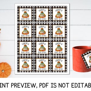 Happy Fall Gift Tag, Happy Fall Y'all, Printable Fall Gift Tags, Autumn ...