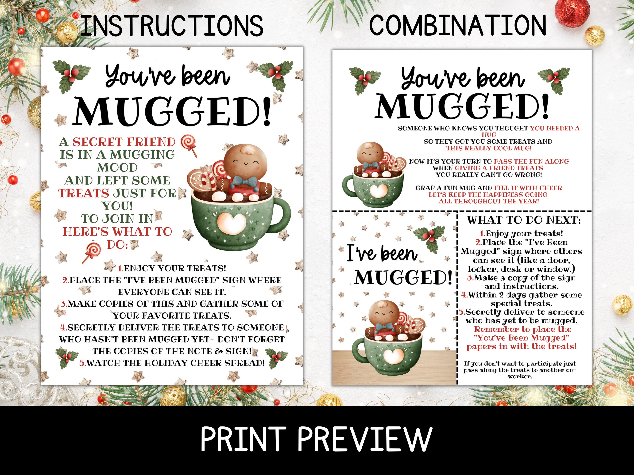 You've Been Mugged Christmas Kit: Printable Gift Tags (instant Download ...
