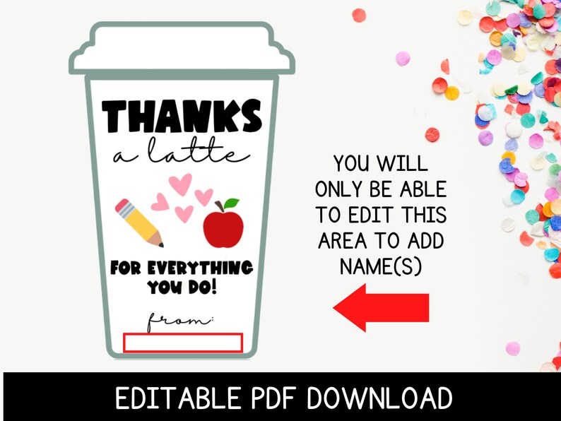 Printable Teacher Appreciation Latte Gift Tag Coffee Gift for - Etsy