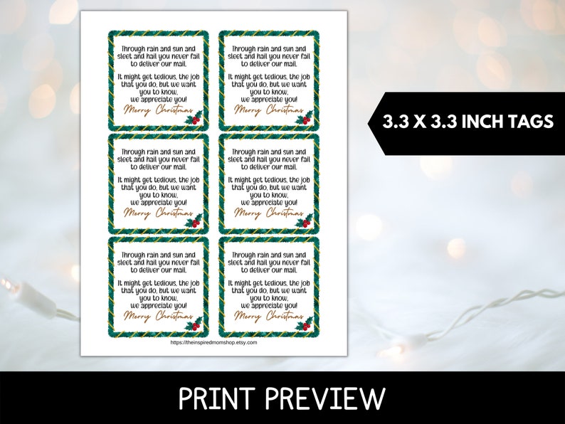 Printable Mailman Christmas Gift Tag Merry Christmas Delivery - Etsy
