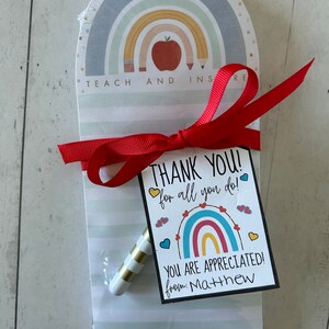 Rainbow Thank You Gift Tag: Employee/teacher Appreciation (editable PDF ...