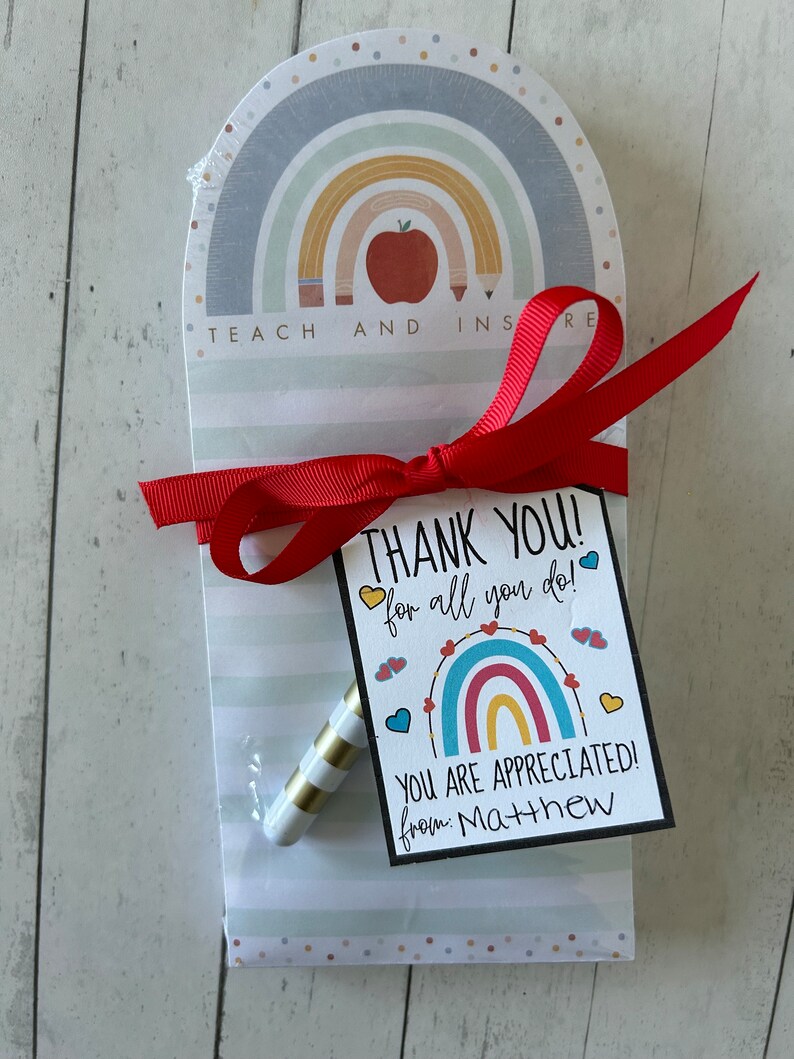 Rainbow Thank You Gift Tag: Employee/teacher Appreciation (editable PDF ...