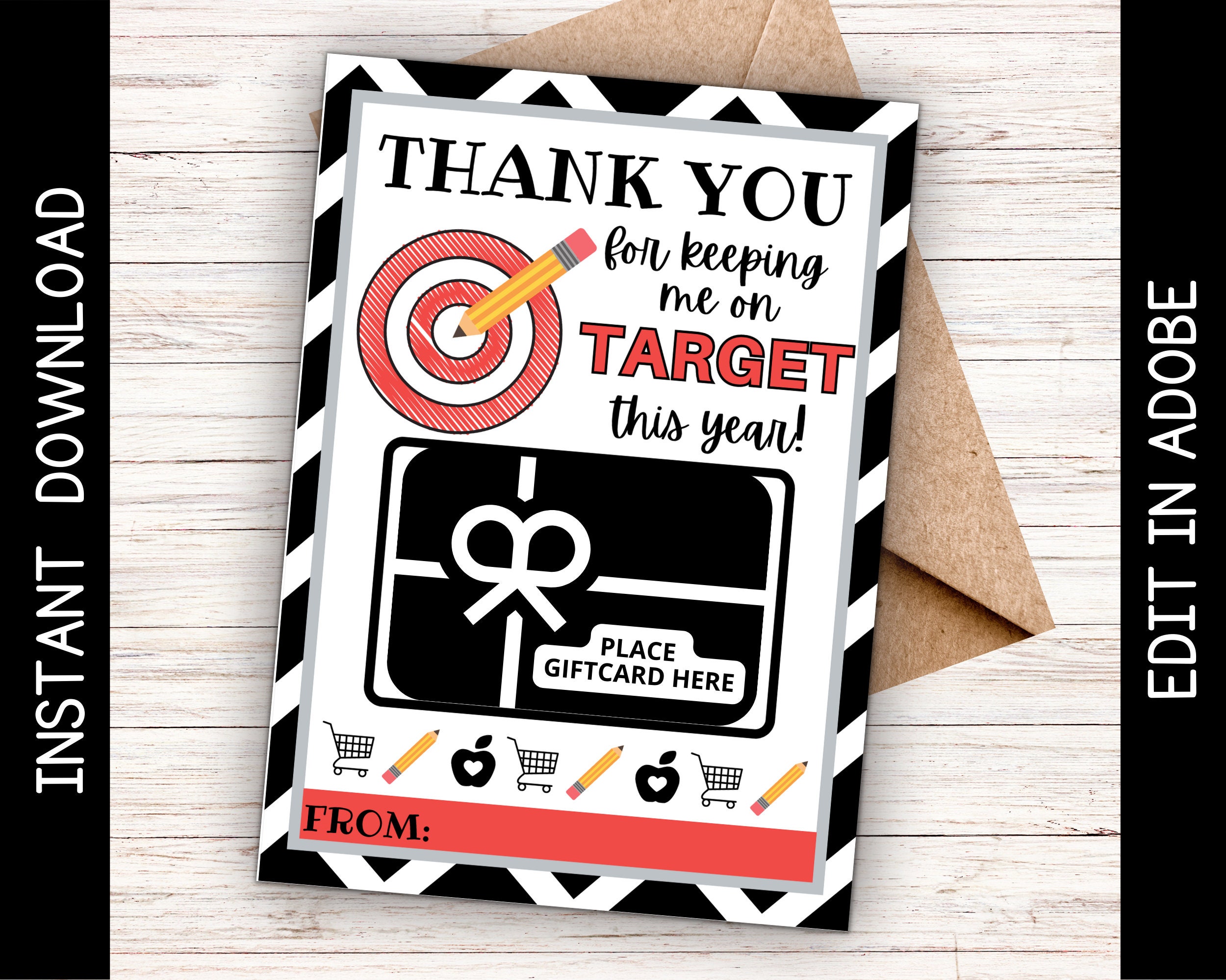 Teacher Target Gift Card Holder: End of Year Gift (editable PDF) - Etsy