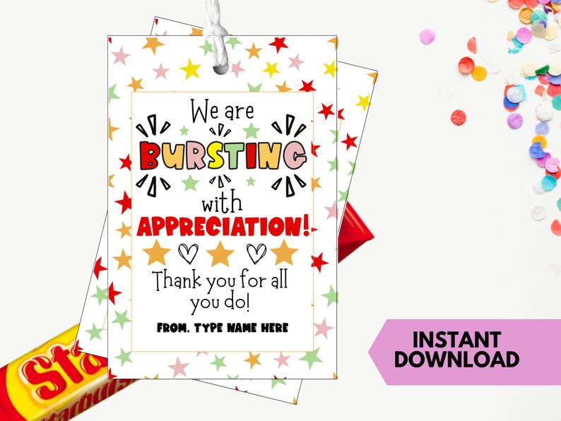 Printable Employee Appreciation Gift Tag Starburst Gift for - Etsy