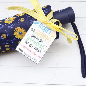 Printable Teacher Appreciation Umbrella Gift Tag, Rain Shine Greatest ...
