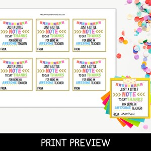 Printable Teacher Appreciation Sticky Note Gift Tag (editable PDF) - Etsy