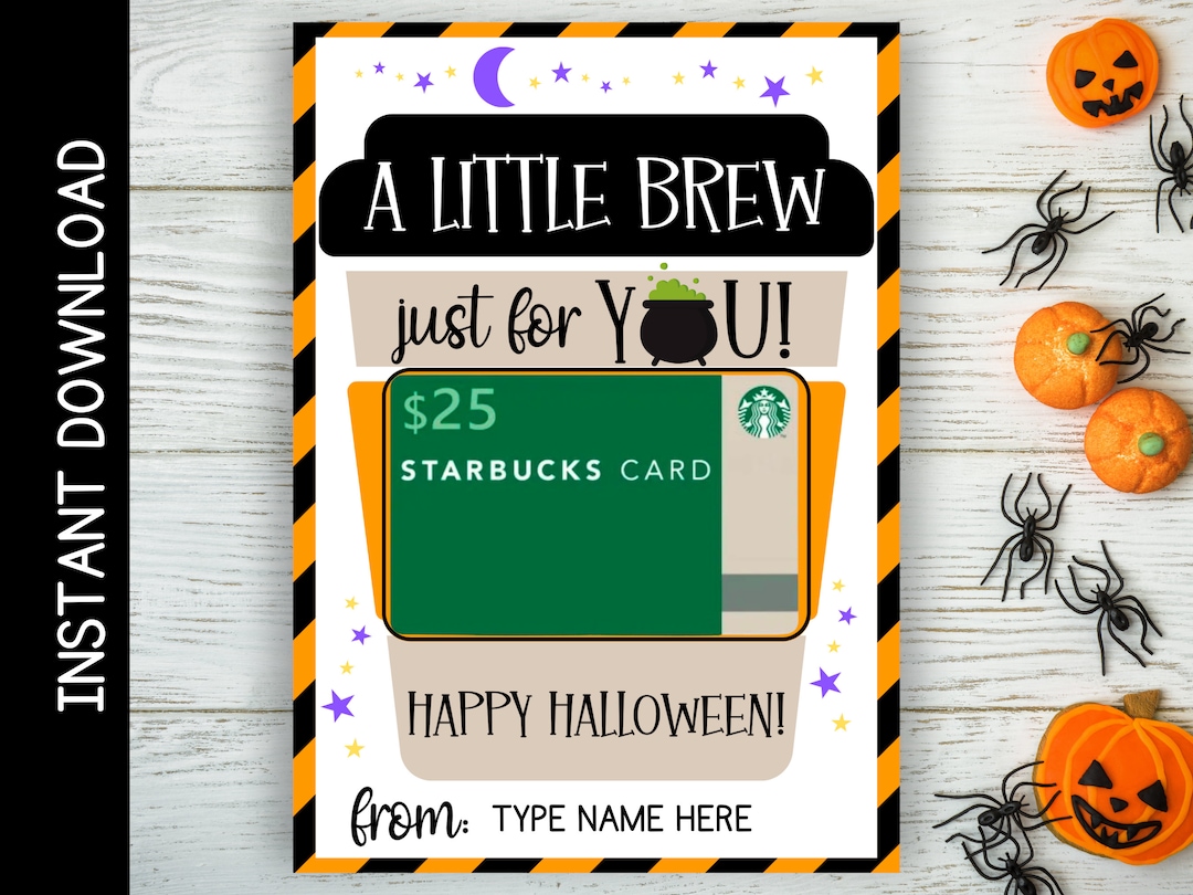 Halloween Coffee Gift Card Holder: Teacher Brew Printable (editable PDF ...
