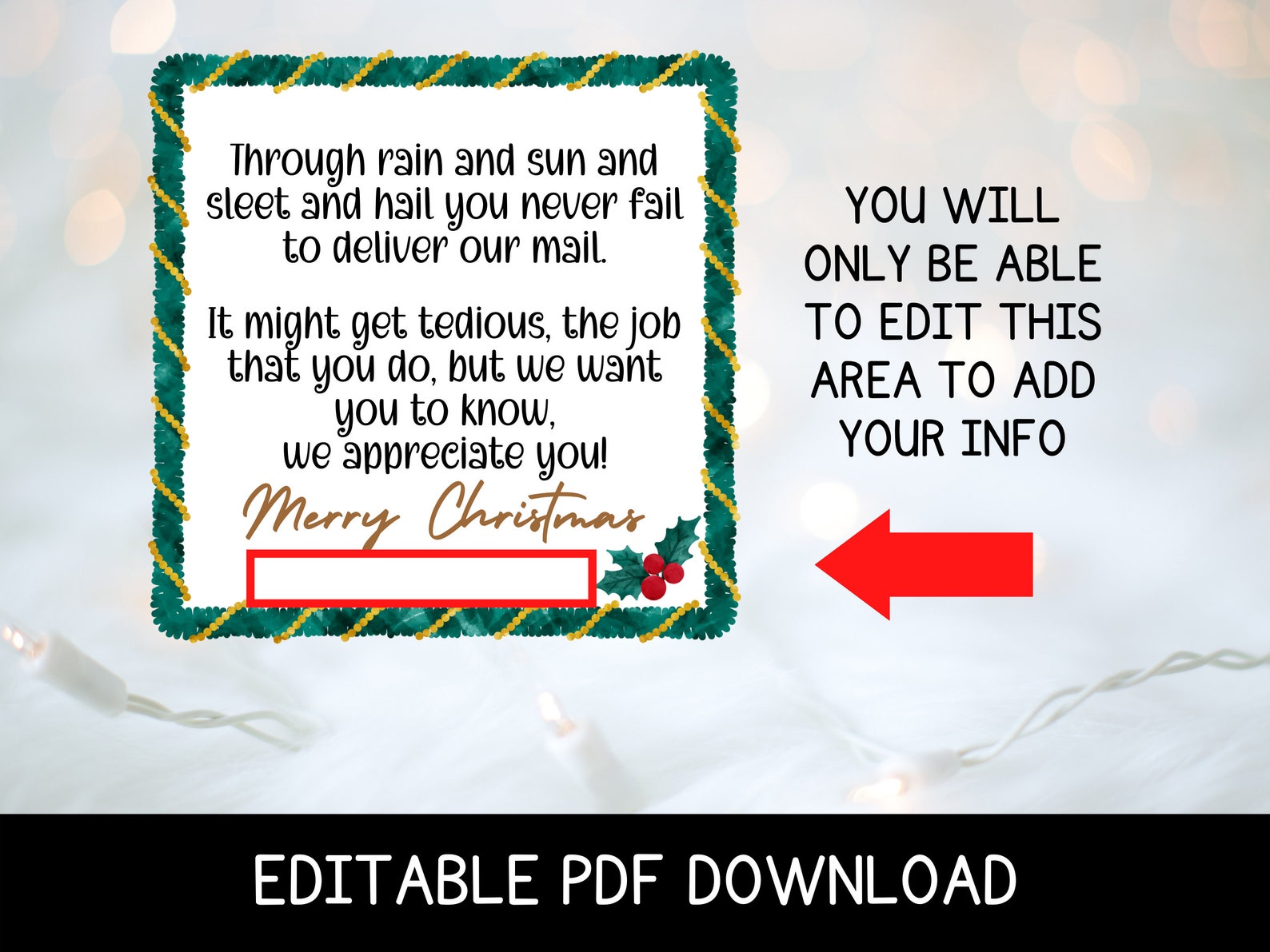 Printable Mailman Christmas Gift Tag Merry Christmas Delivery - Etsy