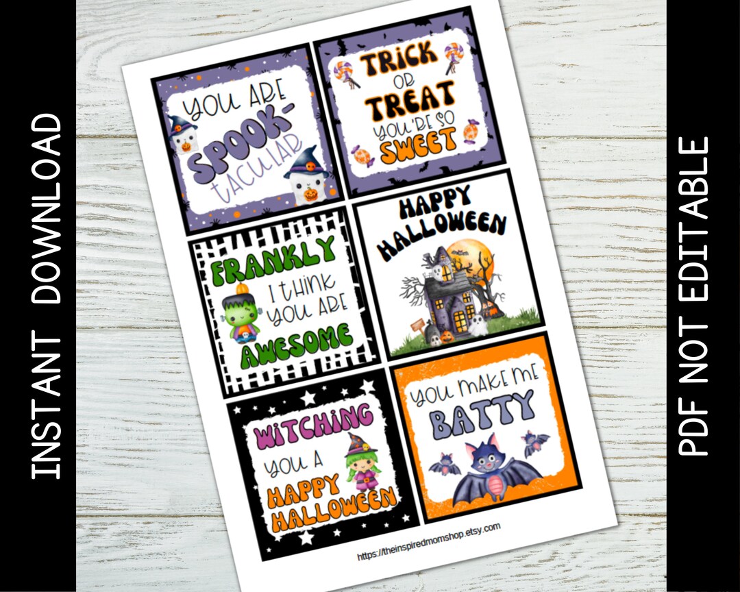 Printable Halloween Gift Tags, October Treat Tags, Bats, Witches ...