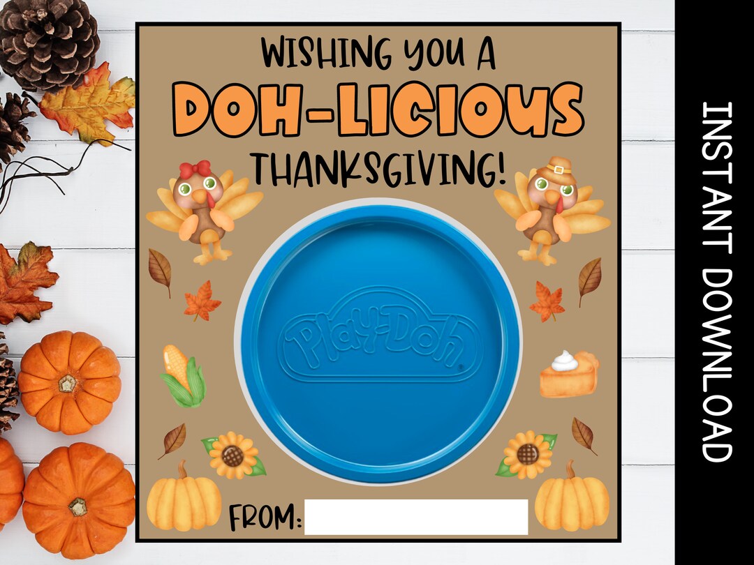 Printable Play-doh Gift Tag, Thanksgiving Playdough Treat, Wishing You ...