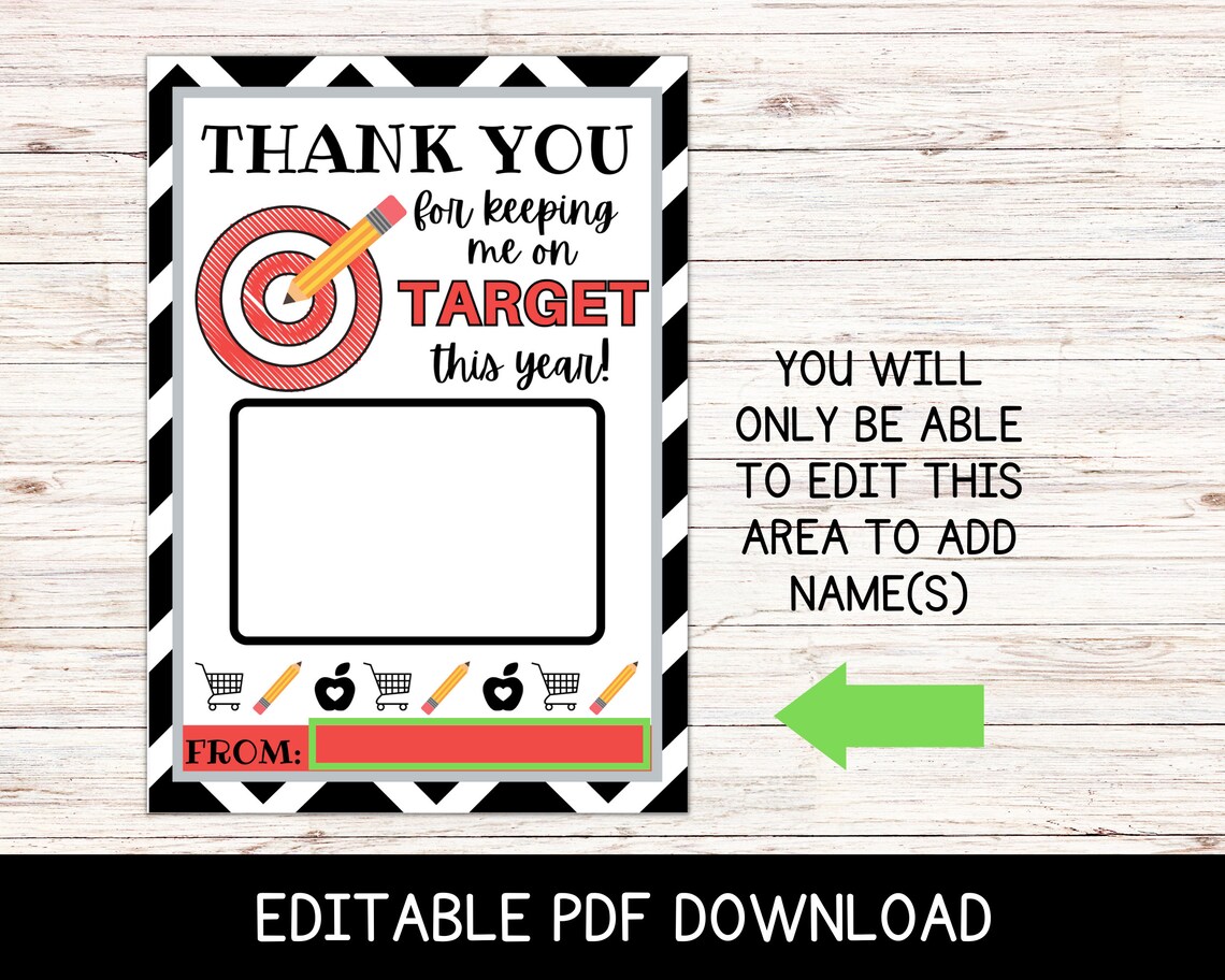 Teacher Target Gift Card Holder: End of Year Gift (editable PDF) - Etsy