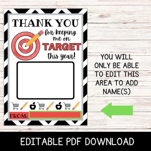 Printable Target Gift Card Holder for Teacher End of School Year Gift ...