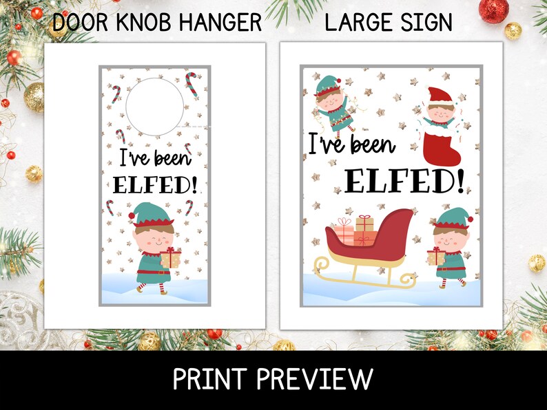 You've Been Elfed Printable Christmas Kit: Door Hanger, Gift Tags ...