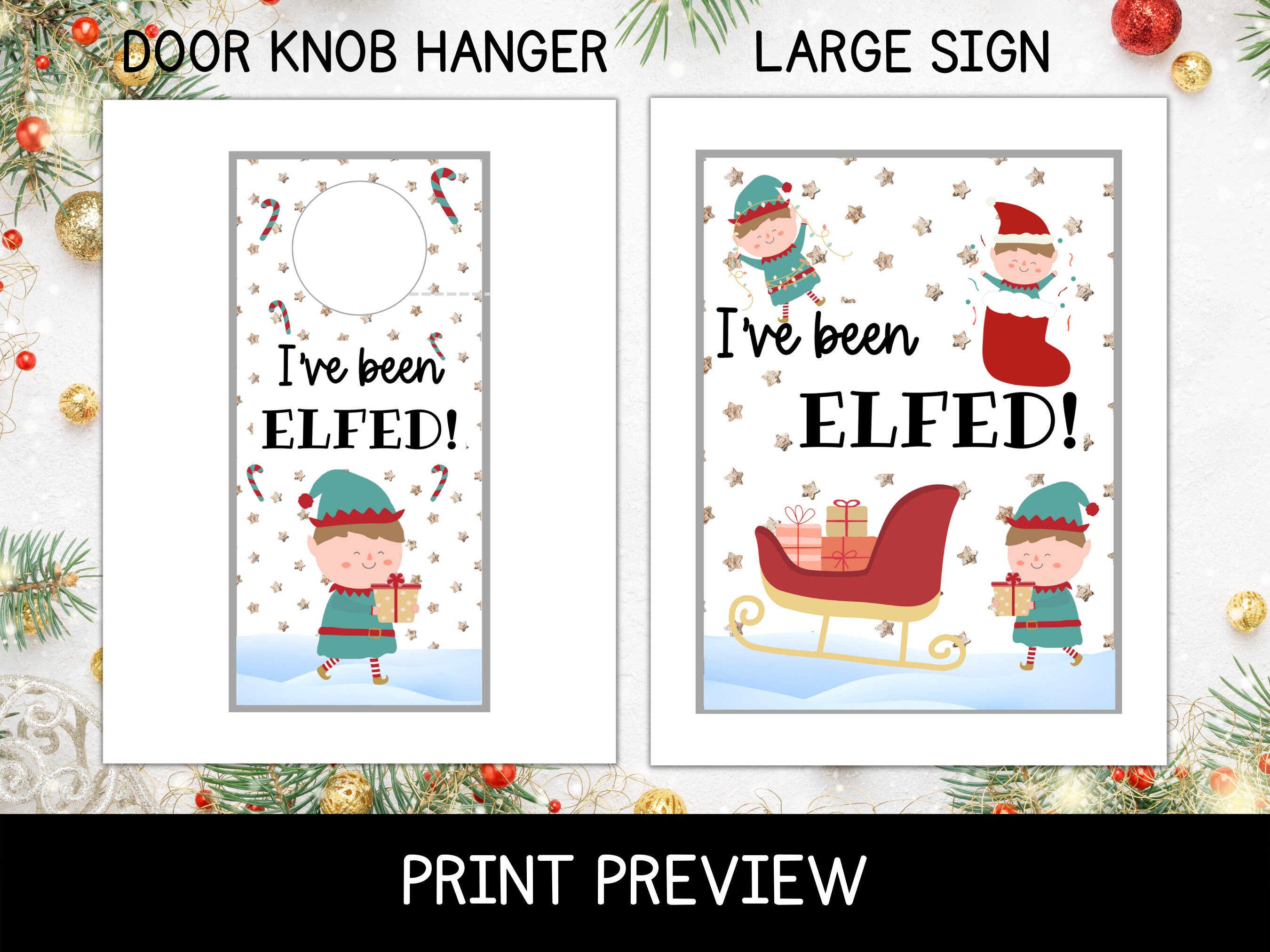 You've Been Elfed Printable Christmas Kit: Door Hanger, Gift Tags ...