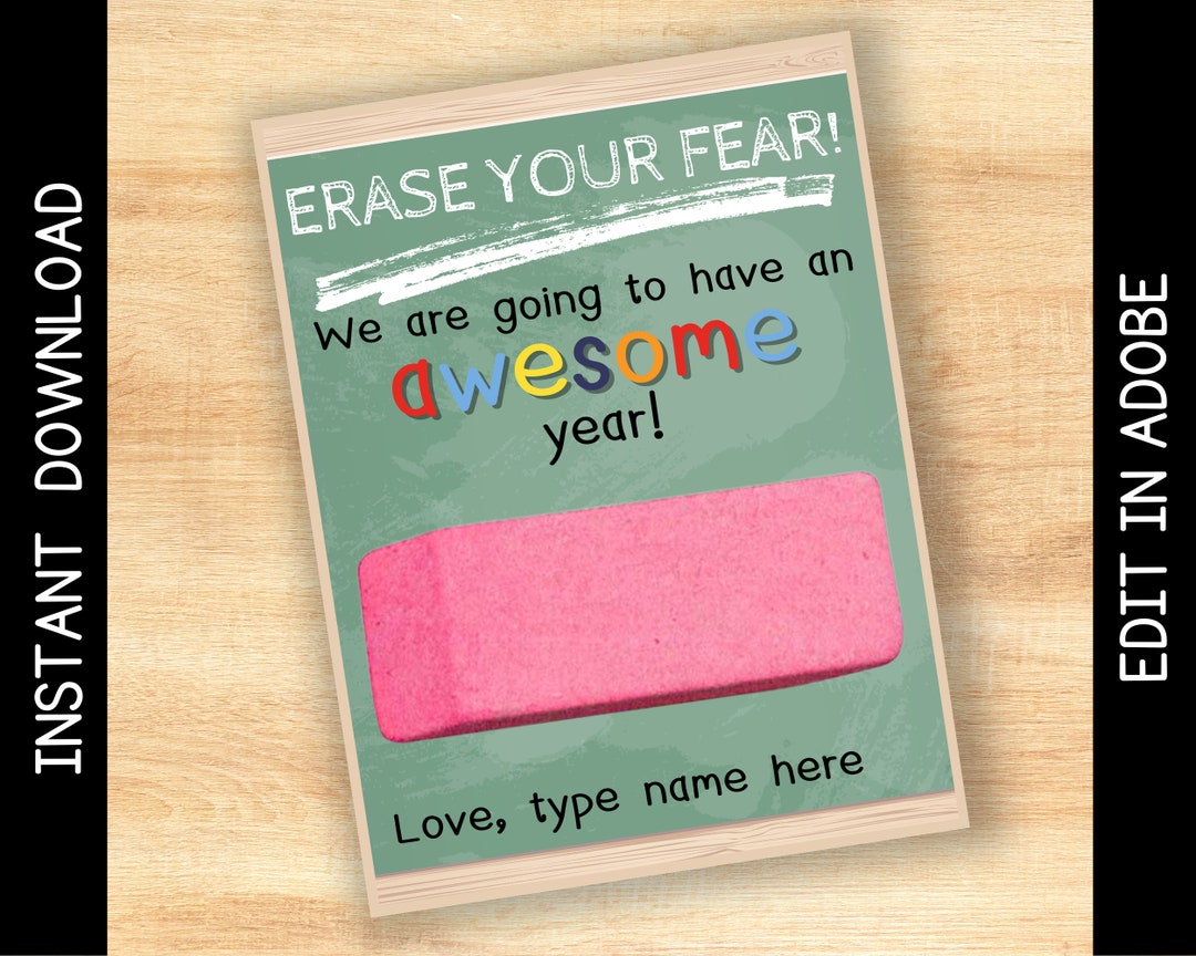 Printable Eraser Gift Tag: Back to School Student Gift (instant ...