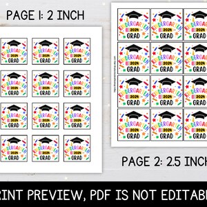 Printable Kindergarten Graduation Square Gift Tags, Kinder Grad Favor ...