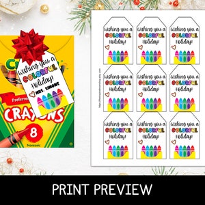 Printable Colorful Holiday Crayon Gift Tags (digital Download) - Etsy