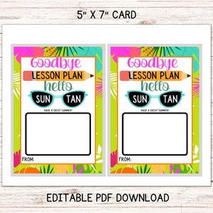 Printable End of the School Year Gift Card Holder for Teacher, Goodbye ...