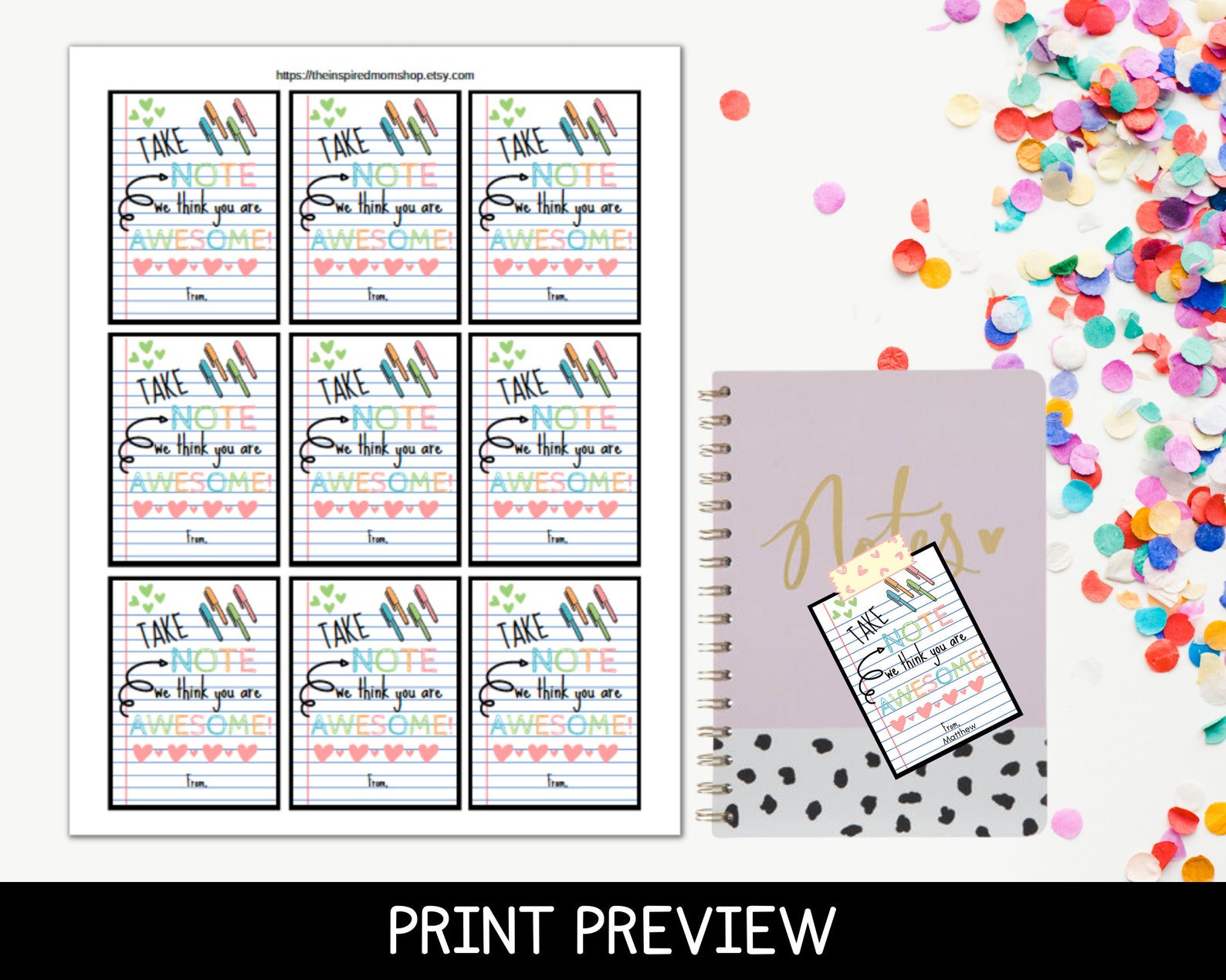 Employee Appreciation Gift Tag, Notebook Pen Theme (instant Download ...